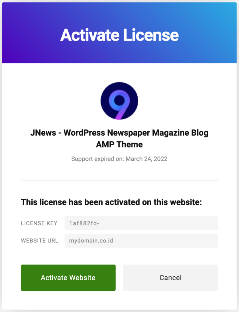 Activating License – Jegtheme Support & Documentation