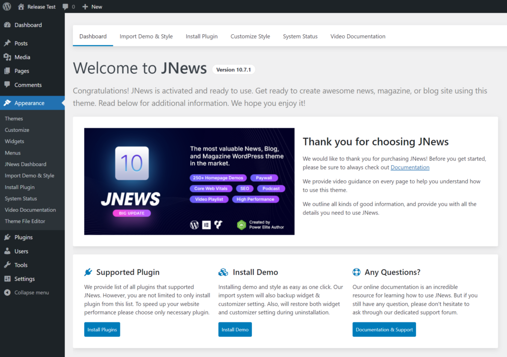 Theme Update – Jegtheme Support & Documentation