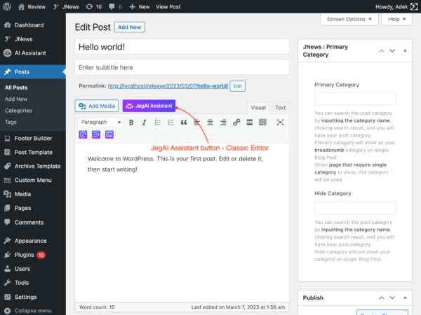 JegAI Assistant – Jegtheme Support & Documentation