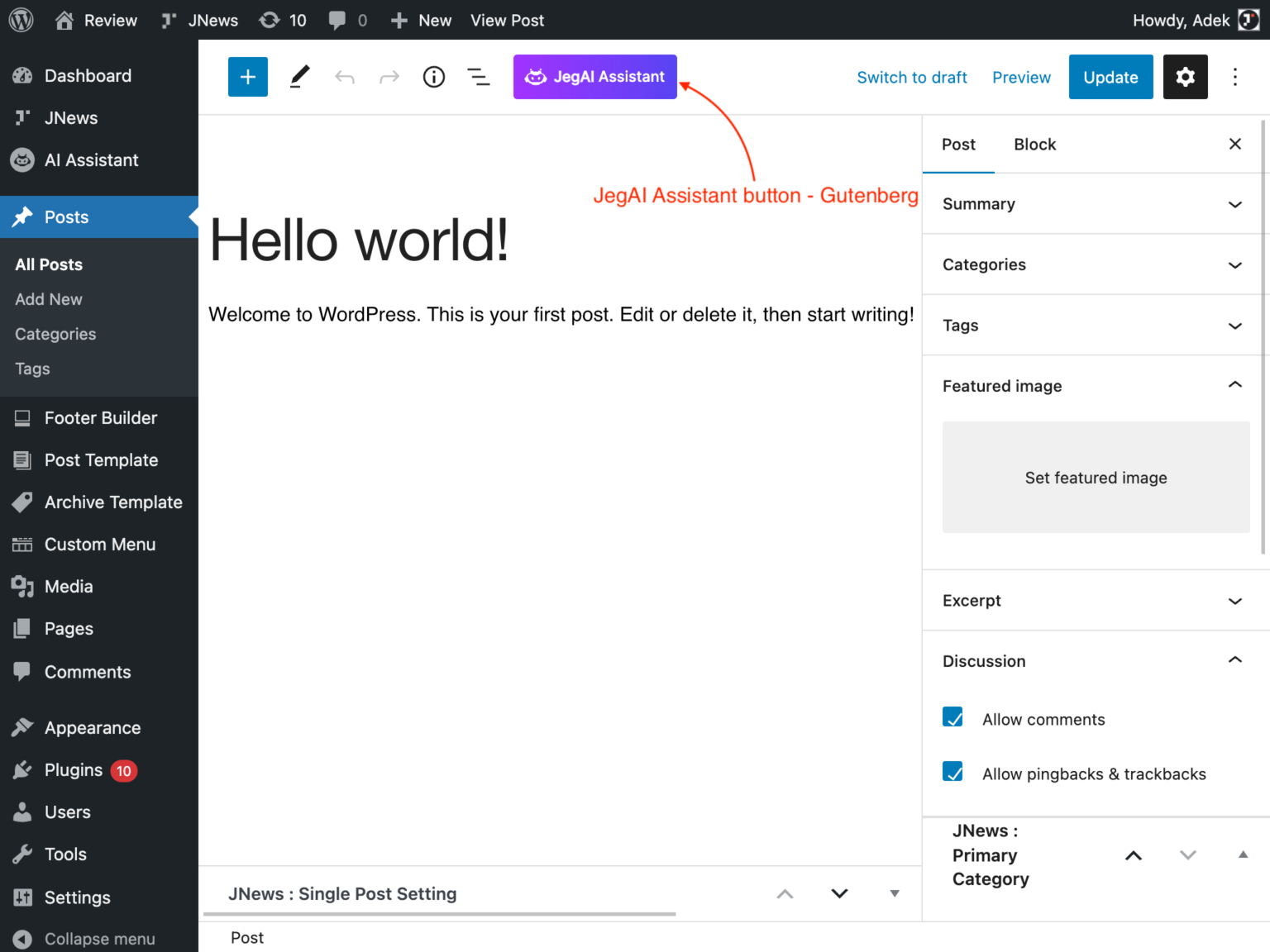 JegAI Assistant – Jegtheme Support & Documentation